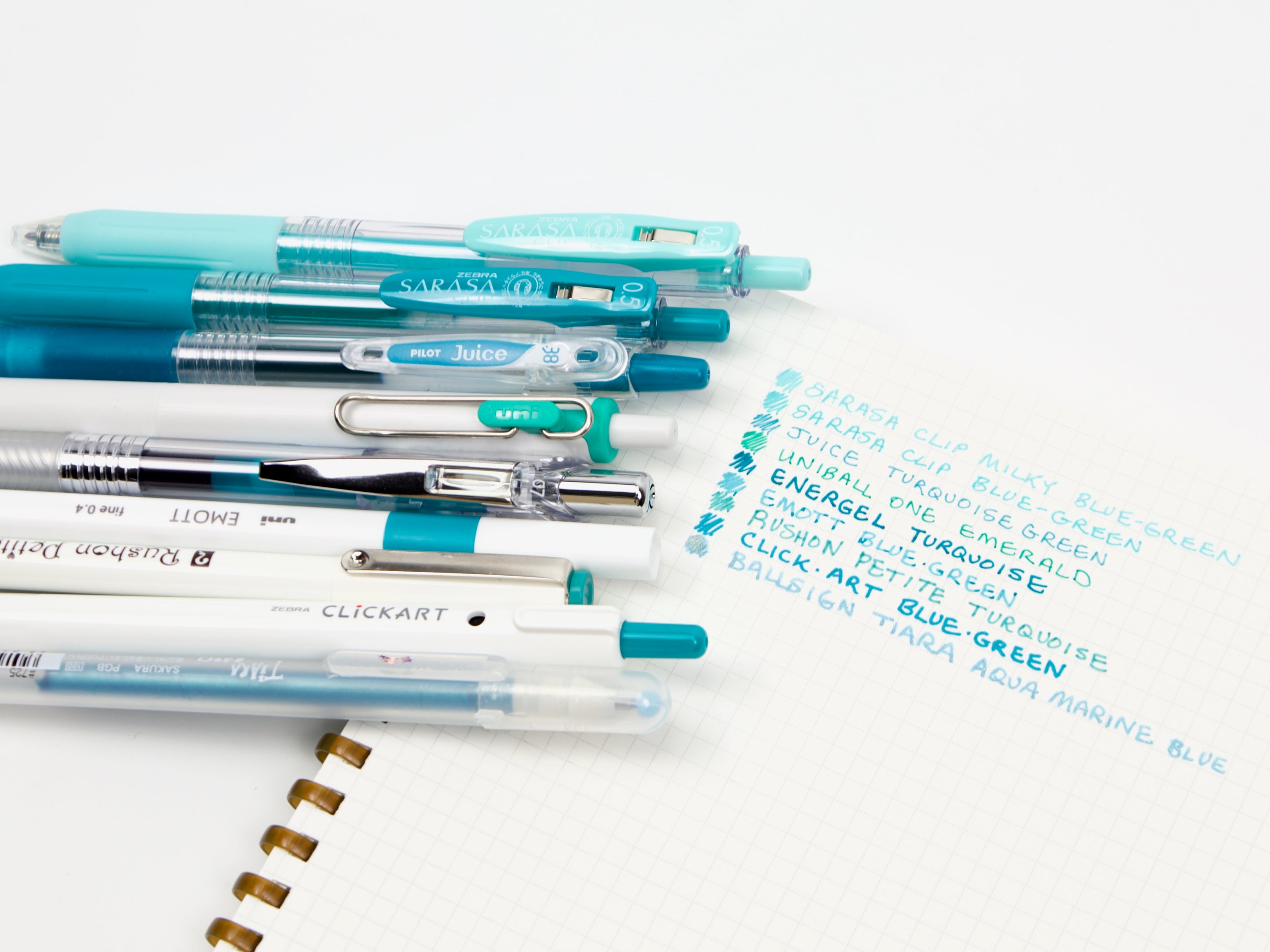 Blue Green - Turquoise Pen Sampler Set – Tokyo Pen Shop