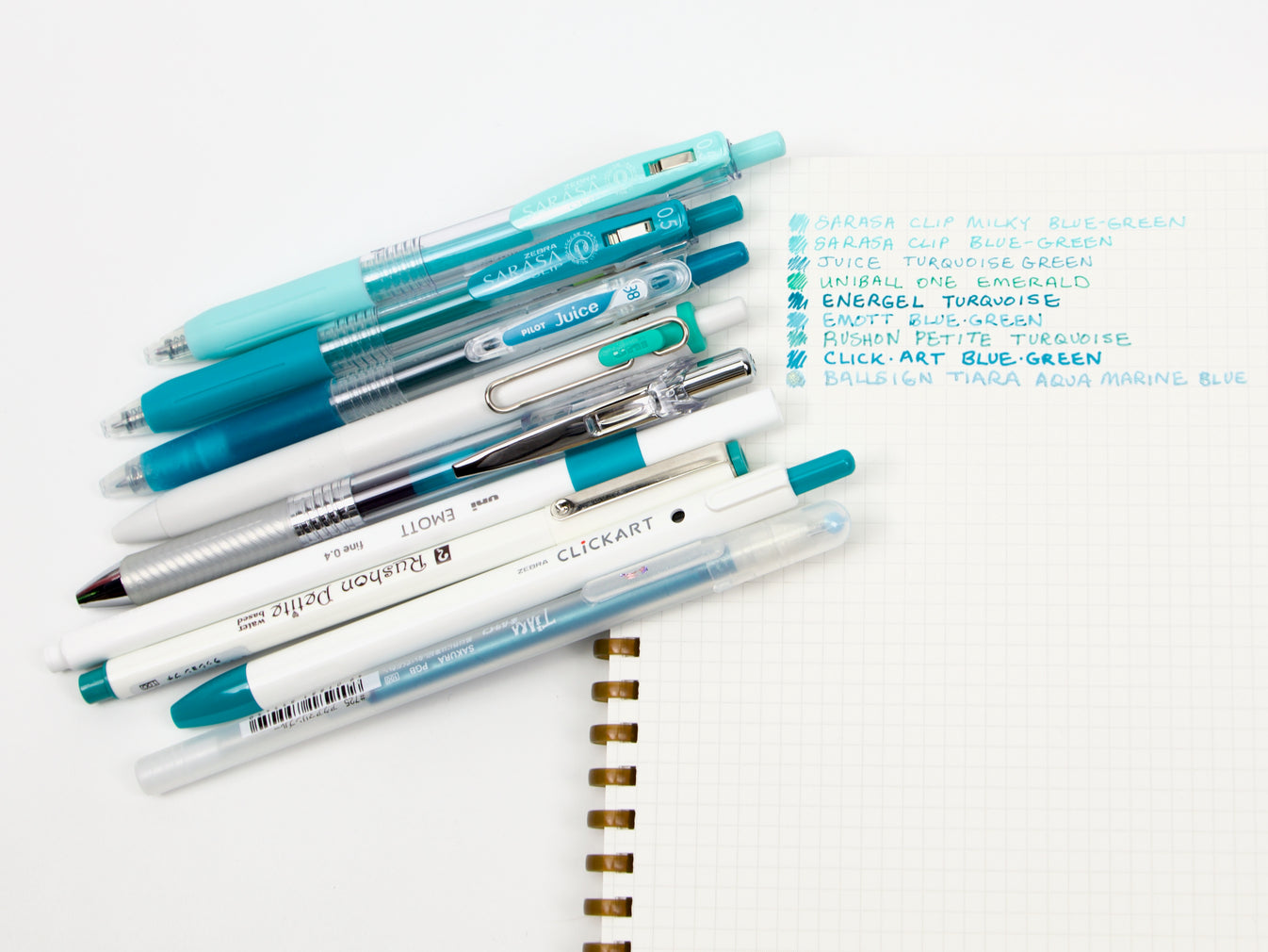Blue Green - Turquoise Pen Sampler Set – Tokyo Pen Shop