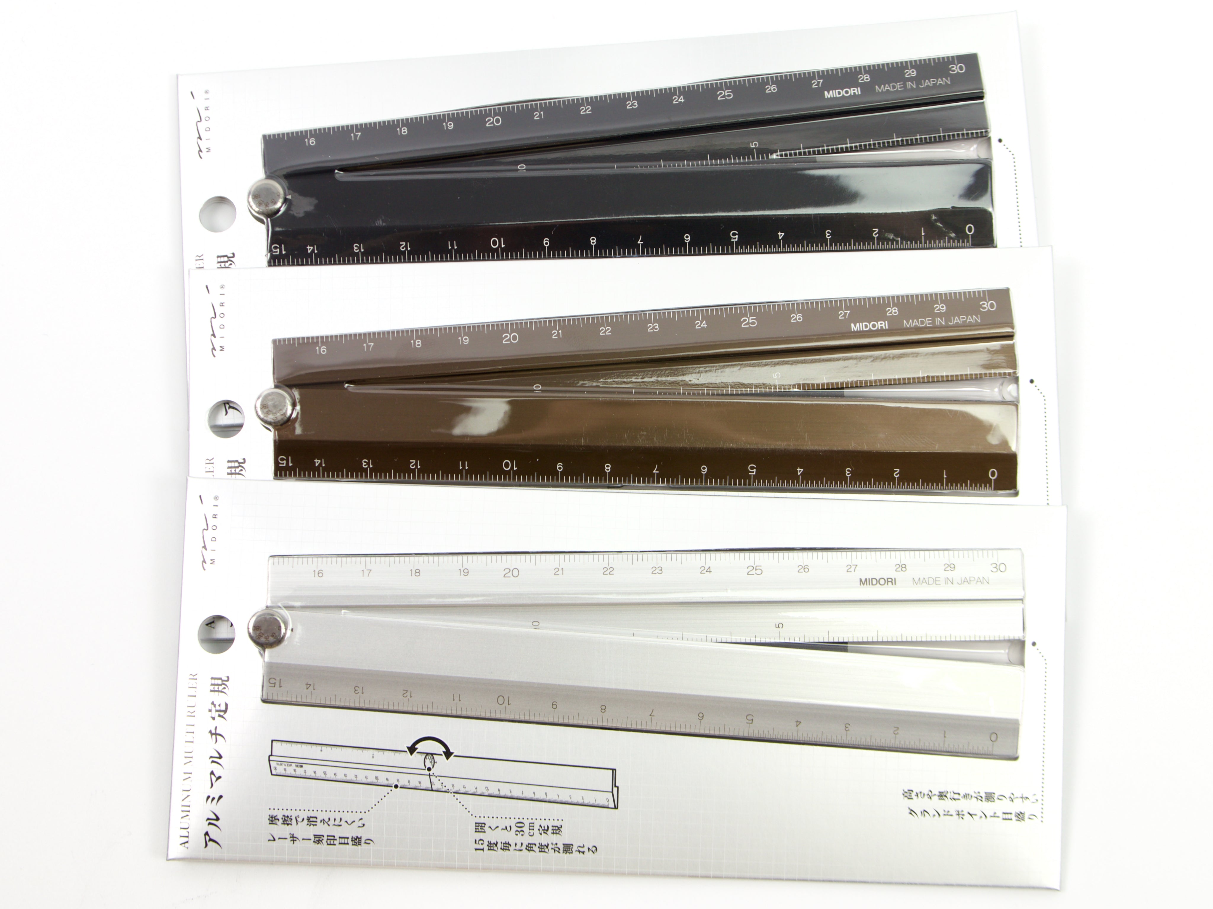 Midori Aluminum Multi Ruler 30cm - Tokyo Pen Shop