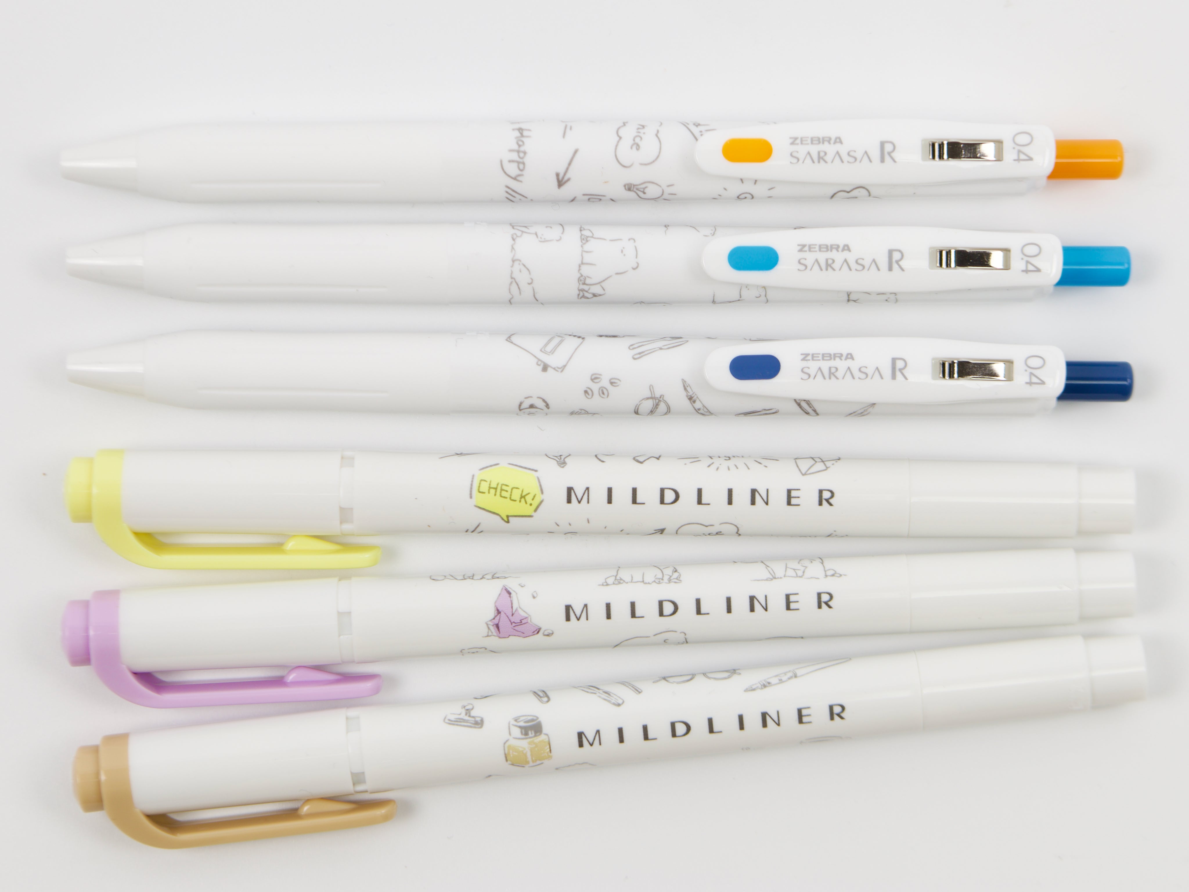 Zebra White Lines MildLiners and Sarasa R – Tokyo Pen Shop