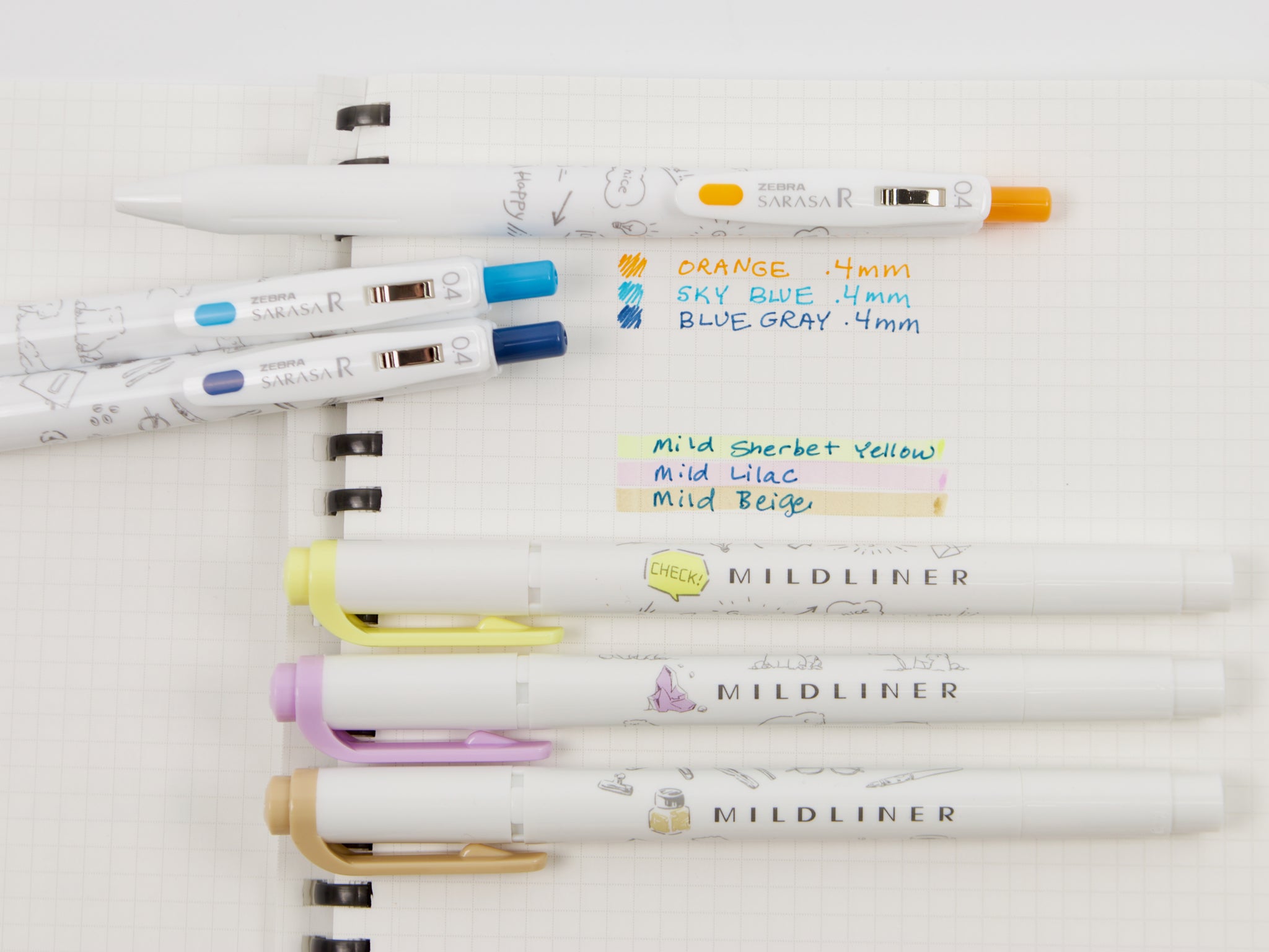 Zebra White Lines MildLiners and Sarasa R – Tokyo Pen Shop